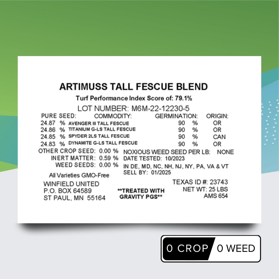Artimuss Tall Fescue Seed - 25lb Bag